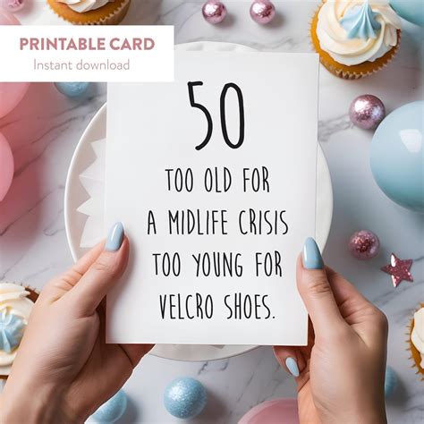 Funny 50th Birthday Card Midlife Crisis Humour Printable Milestone