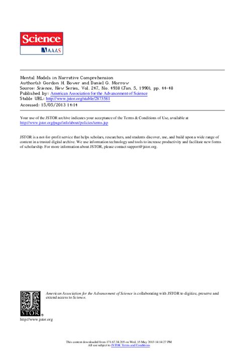 Pdf Mental Models In Narrative Comprehension