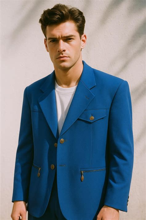 Vintage Royal Blue Blazer 90s Mondo Bazaar Lion Crest Size M Etsy