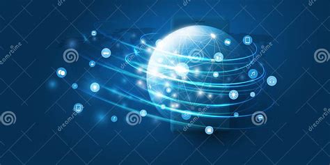 Abstract Blue Modern Style Cloud Computing Networks Global