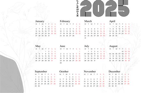 عدد سال 2025 تقویم عکس نوشته سال نو میلادی بدون پس‌زمینه Png