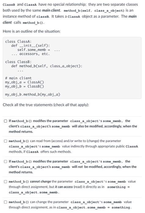 Solved Classb And Classa Have No Special Relationship They