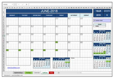 working calendar 01 experto en excel programas en excel programas