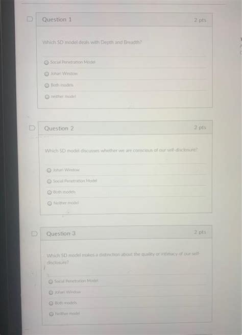 question 1 2 pts which s o model deals wath depth