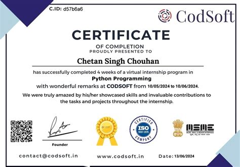 I Am Thrilled To Announce That I Have Successfully Completed My Internship At Codesoft