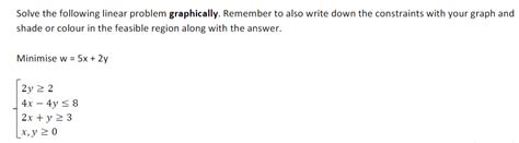 solved solve the following linear problem graphically