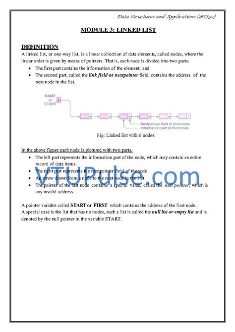 Module 3 Module 3 Notes Vtupulse Module 3 Linked List Definition A Linked List Or One Way