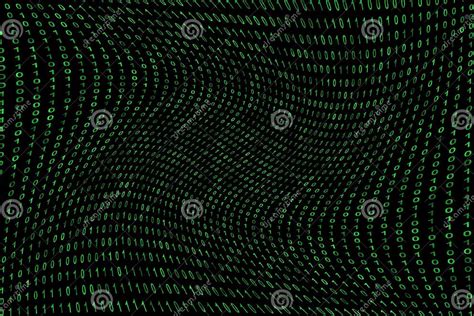 Binary Code Grid From Bright Green Digits On Black Background Matrix