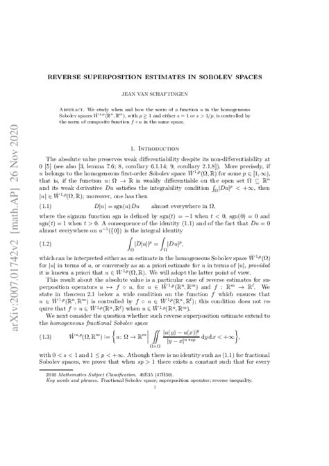Pdf Reverse Superposition Estimates In Sobolev Spaces Jean Van