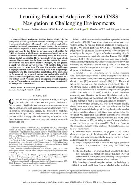 PDF Learning Enhanced Adaptive Robust GNSS Navigation In Challenging Environments