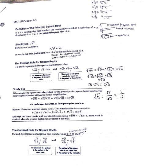 Square Root Principle Notes I • Mat 110 Section P Ipal Square