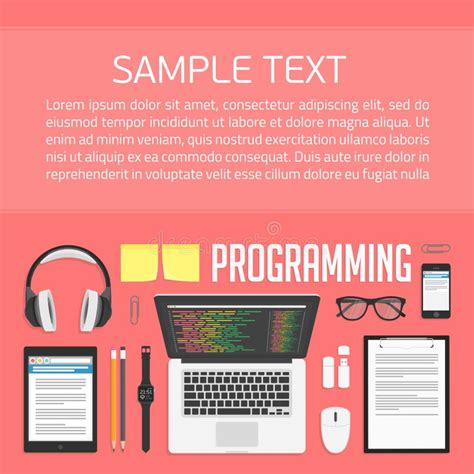 Programmer Desktop And Computer Screen And Code Vector Illustration Flat Cartoon Programming On