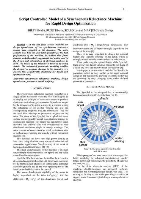 Pdf Script Controlled Model Of A Synchronous Reluctance Machine For Rapid Design Optimization