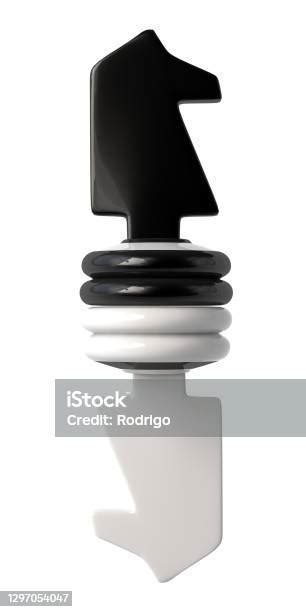 흑백 체스 기사가 거꾸로 뒤집혔다 흰색 배경에 격리 3d 일러스트레이션 0명에 대한 스톡 사진 및 기타 이미지 0명 3차원