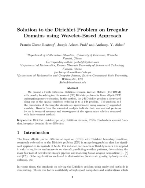 Pdf Solution To The Dirichlet Problem On Irregular Domains Using
