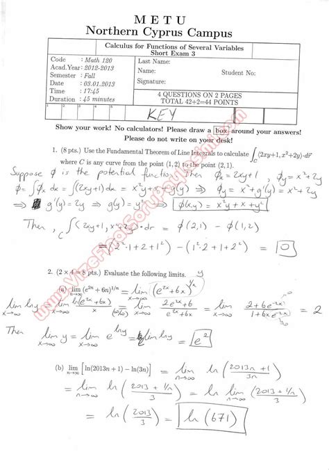 Calculus For Functions Of Several Variables Third Short Exam