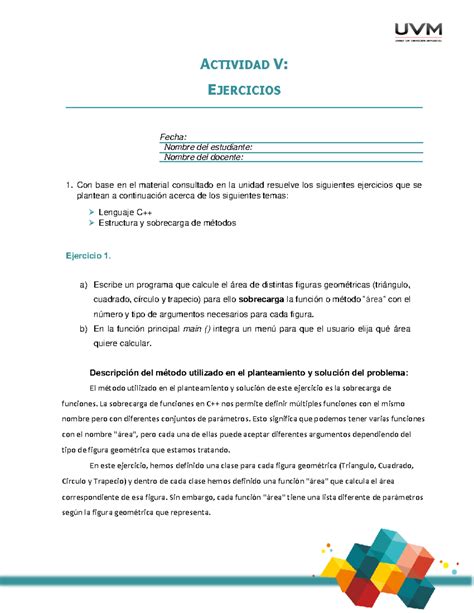 programacion orientada a objetos ejercicios 5 actividad v