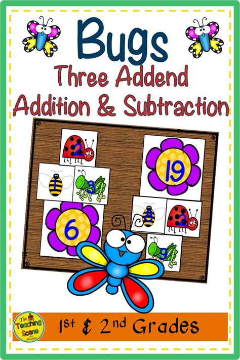 Bugs Build 3 Addend Addition And Subtraction Number Sentences Math Center Games Addition And