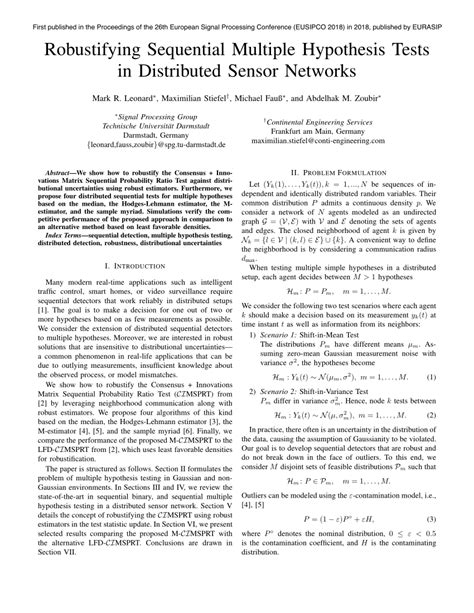 Pdf Robustifying Sequential Multiple Hypothesis Tests In Distributed