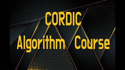 cordic algorithm course youtube