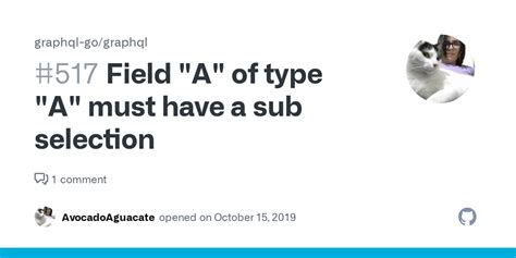 Field A Of Type A Must Have A Sub Selection · Issue 517 · Graphql