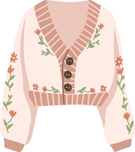 Floral Embroidered Cardigan Cozy And Chic Fashion 69146846 Vector Art