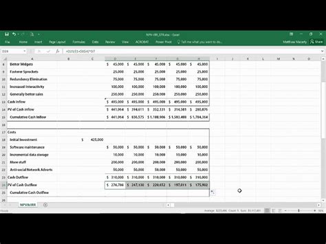 فیلم آموزشی نحوه محاسبه Npv، Irr و Roi در اکسل ارزش فعلی خالص