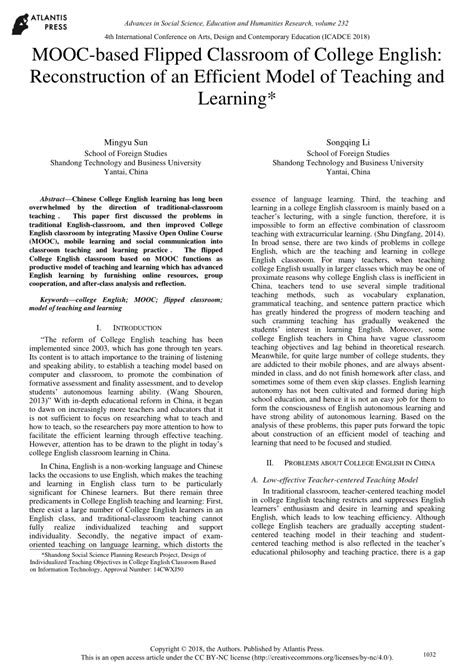 Pdf Mooc Based Flipped Classroom Of College English Reconstruction Of An Efficient Model Of