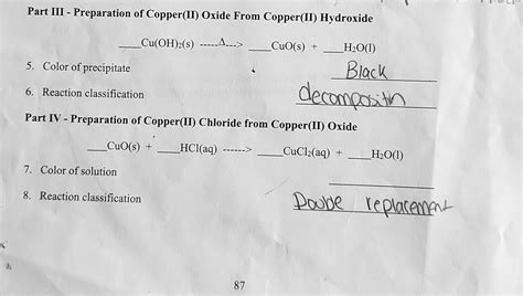 Solved Texts Part Iii Preparation Of Copper Ii Oxide From Copper