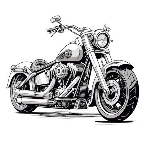 Classic Motorcycle Illustration In Monochrome Vintage Bike Design For