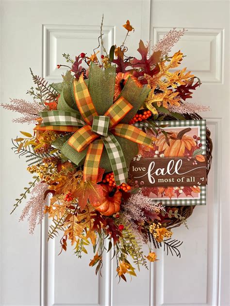 Fall Door Wreath Autumn Decor Fall Decor Farmhouse Decor Fall