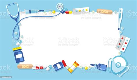 평면 스타일의 의학 및 건강 관리 개념 텍스트를위한 공간이있는 추상적 인 색상 배경에 의료 용품 및 약물 세트 건강관리와 의술에 대한 스톡 벡터 아트 및 기타 이미지