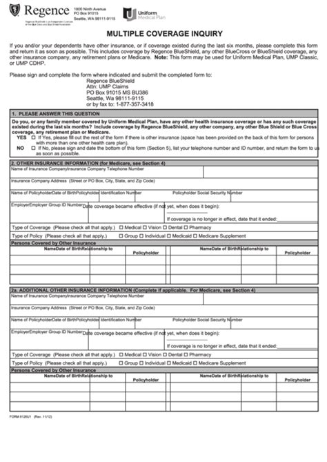 Regence Uniform Medical Plan Vision Claim Form