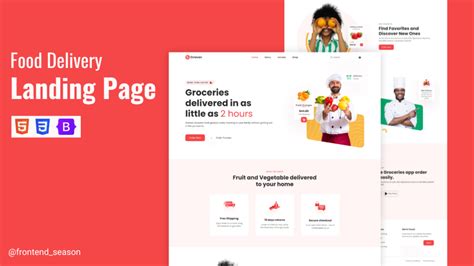 Responsive Html Css And Bootstrap Food Delivery Landing Page