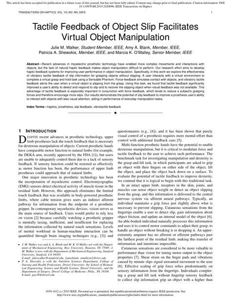 pdf tactile feedback of object slip facilitates virtual object