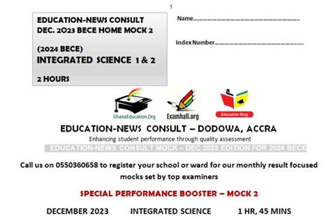 2024 BECE Integrated Science Mock 2 Free Files For Download Ghana Education News