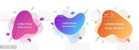 3 현대 액체 추상 요소 그래픽 그라데이션 플랫 스타일 디자인 유체 벡터 다채로운 그림 설정된 배너 간단한 모양 템플릿 로고 프레 젠 테이 션 플라이어 흰색 배경에 고립 0