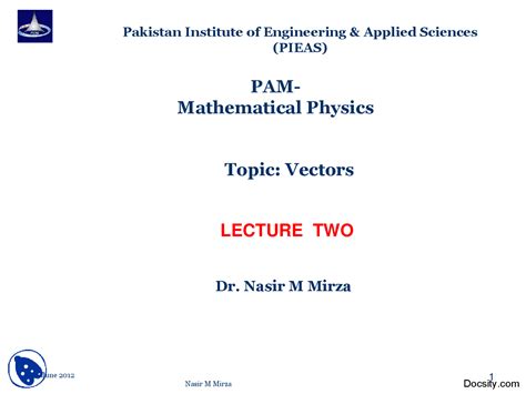 Vectors Part 2 Mathematical Physics Lecture Slides Slides