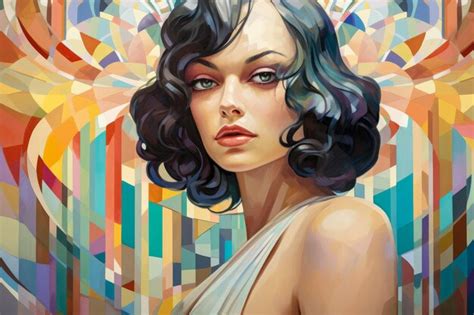 Premium Ai Image Abstract Mosaic Portrait Of A Young Stylized Woman