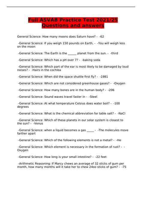 Full Asvab Practice Test 2021 25 Questions And Answers Full Asvab