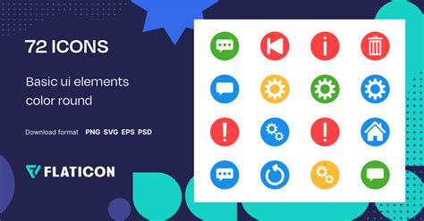 basic ui elements color round icon pack 72 svg icons