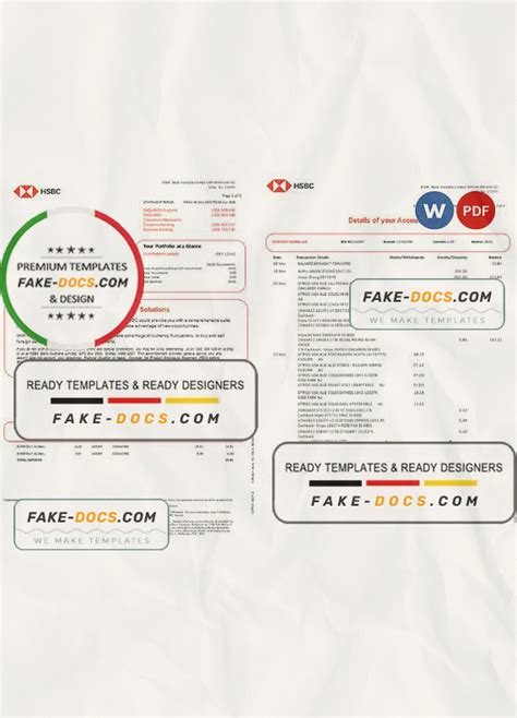 Australia HSBC Bank Statement Word And PDF Template Pages Fake Docs Shop