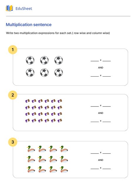 Multiplication Sentence Part 1 Worksheets Free Download At Orchids