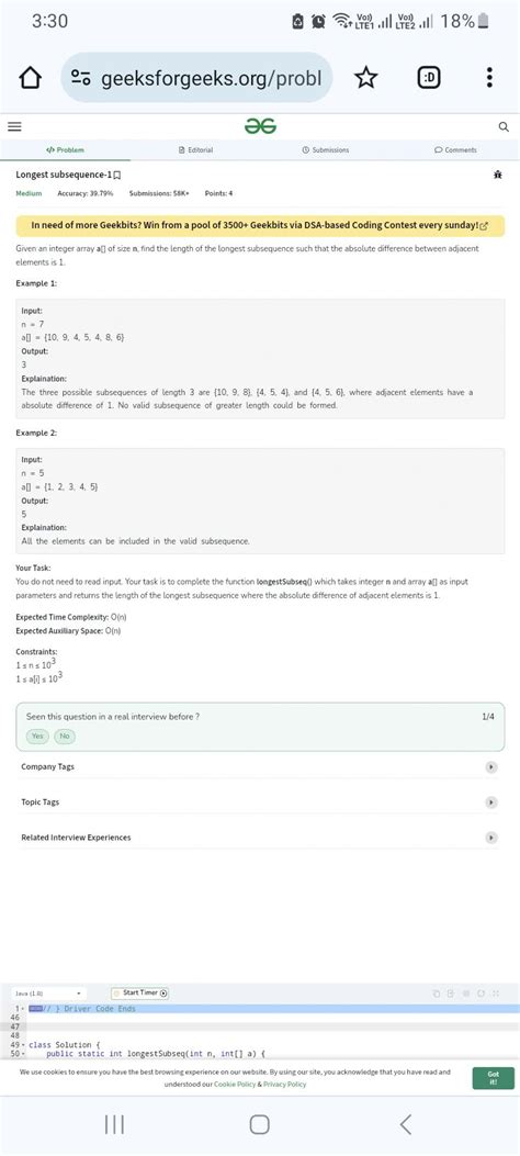 Sanskar Chhajed on LinkedIn: Please help me to solve this DSA problem with Java GeeksforGeeks