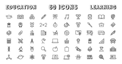 Education And Learning Thin Line Icons Set Education School Learning