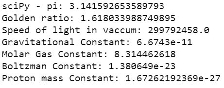 scipy常数 布客GeeksForGeeks 人工智能中文教程 scipy常数 布客GeeksForGeeks 人工智能中文教程