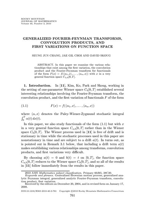 pdf generalized fourier feynman transforms convolution products and