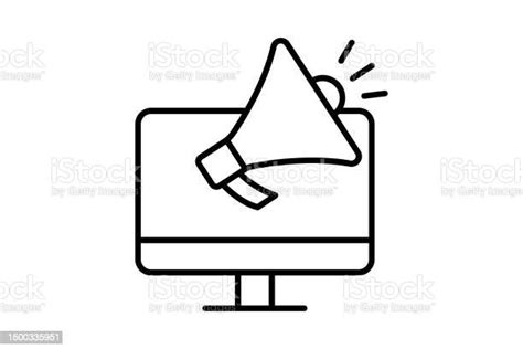 디지털 마케팅 아이콘입니다 확성기로 화면을 모니터링하십시오 선 아이콘 스타일 디자인입니다 간단한 벡터 디자인 편집 가능 0명에 대한 스톡 벡터 아트 및 기타 이미지 Istock