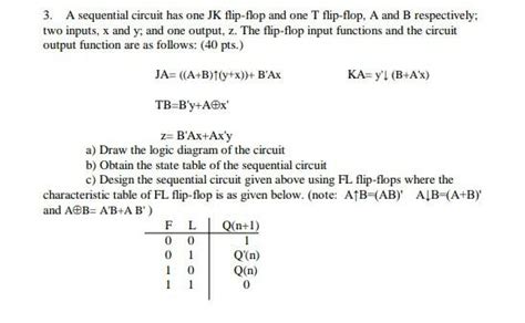 Solved 3 A Sequential Circuit Has One Jk Flip Flop And One