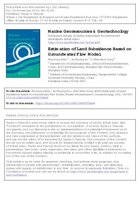 Pdf Estimation Of Land Subsidence Based On Groundwater Flow Model